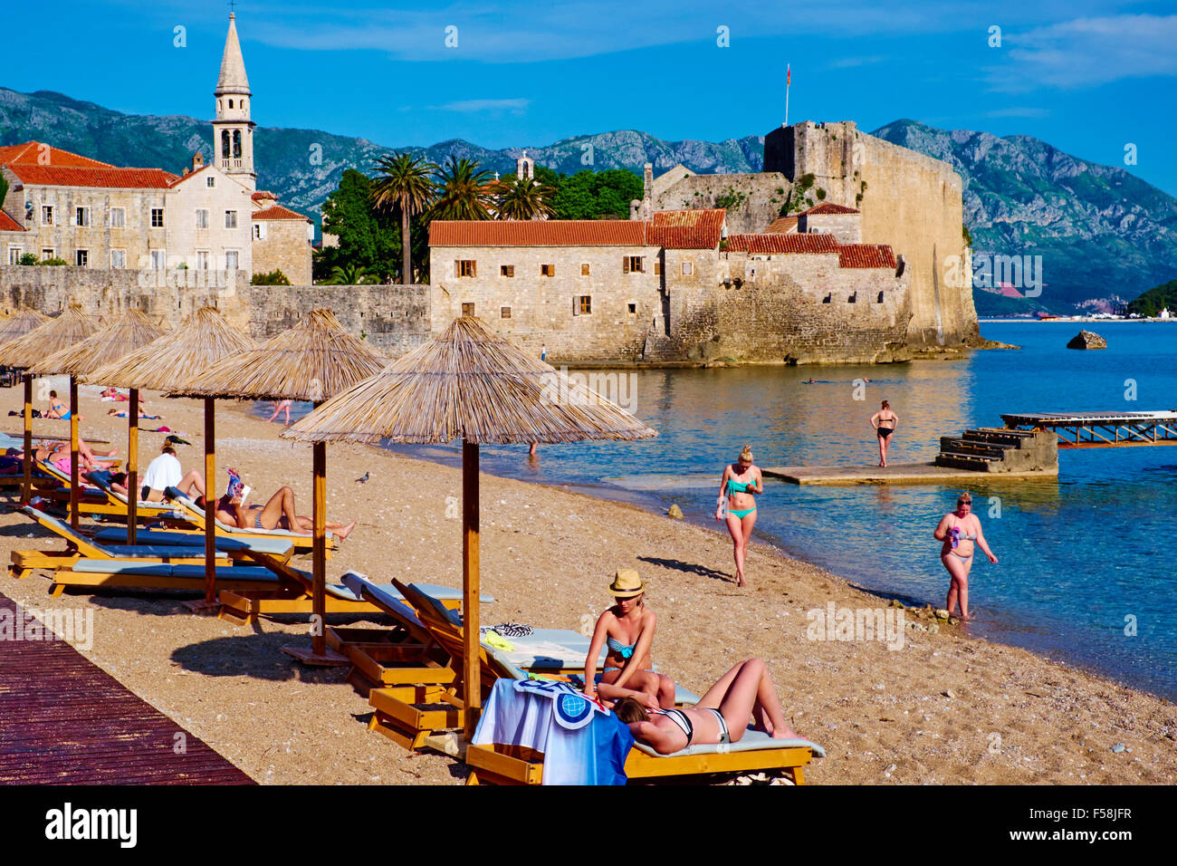 Montenegro, Adriatic coast, old city of Budva, Stari Grad Stock Photo ...