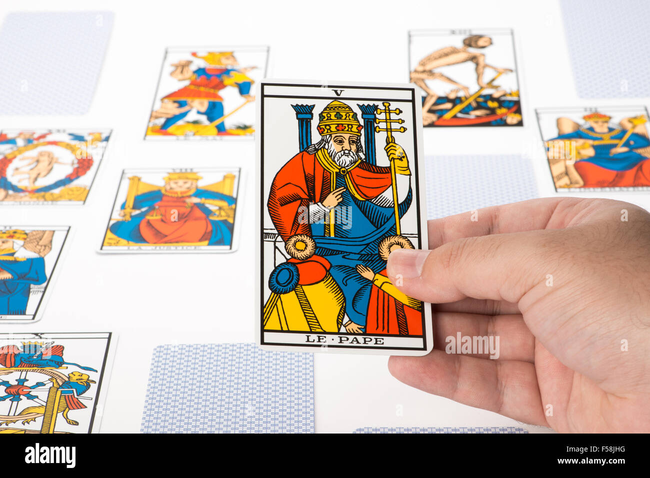 Draw tarot on white background : The Pope Stock Photo - Alamy