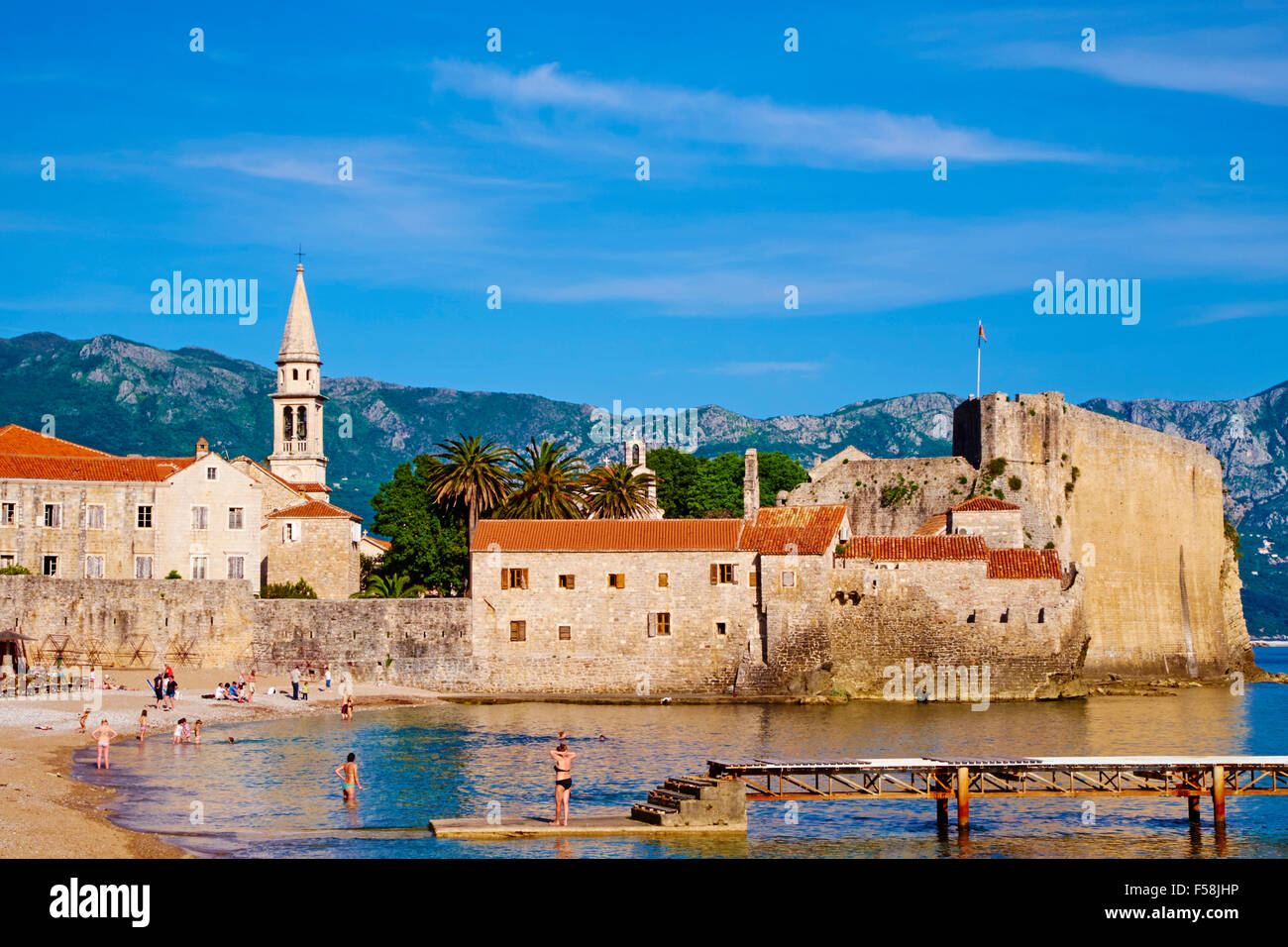 Montenegro, Adriatic coast, old city of Budva, Stari Grad Stock Photo ...