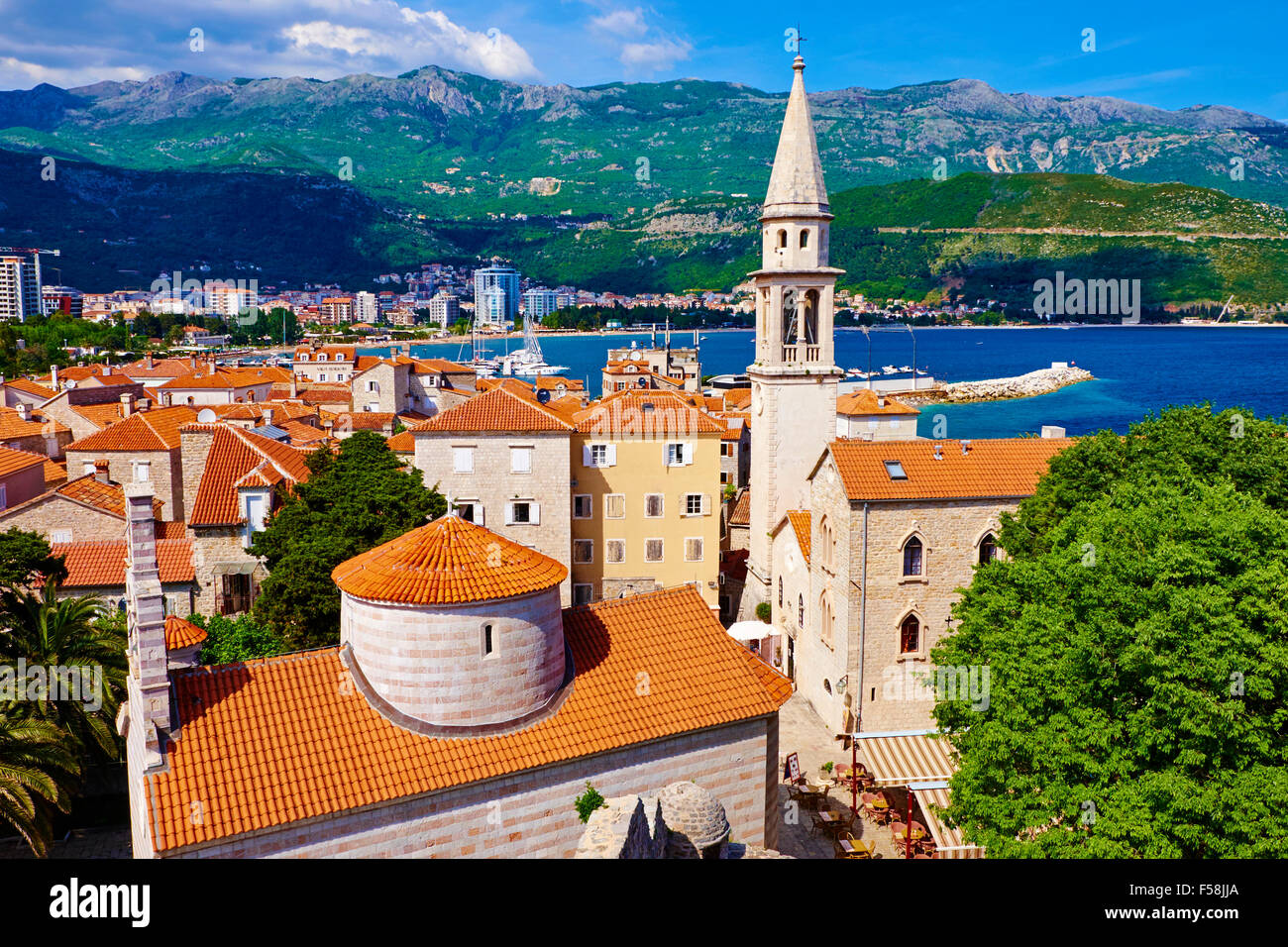 Montenegro, Adriatic coast, old city of Budva, Stari Grad Stock Photo ...