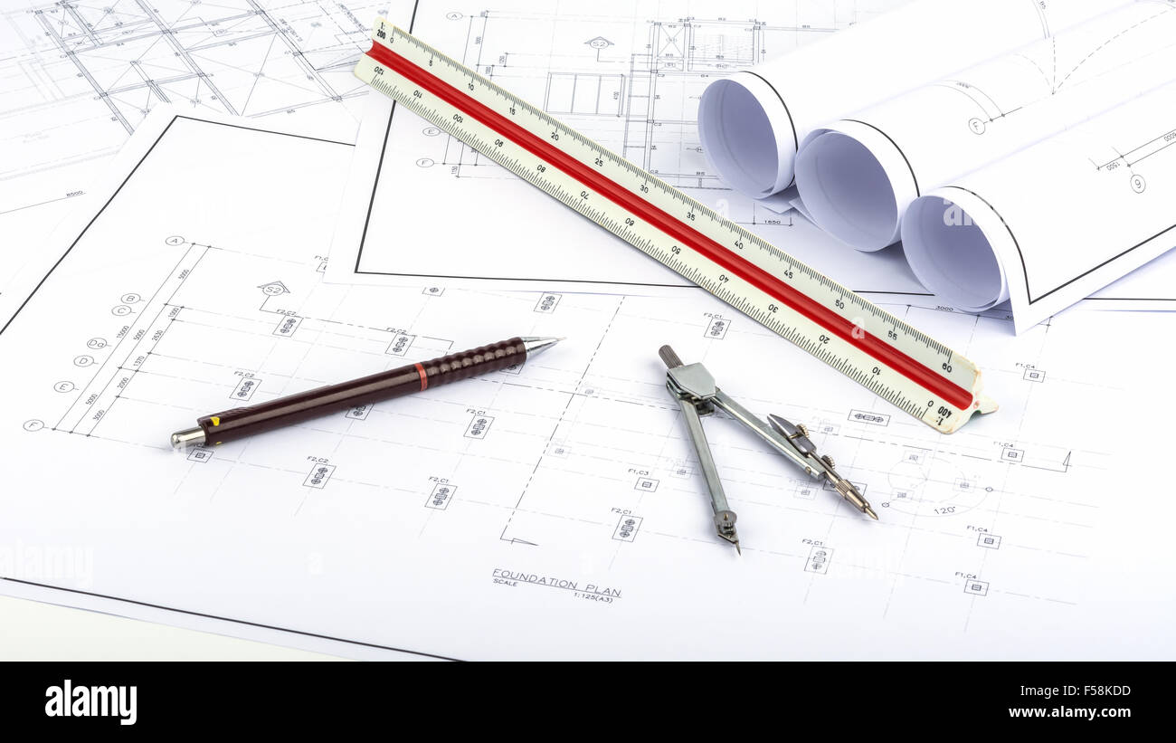 Drawing on the background and structure plans Stock Photo - Alamy