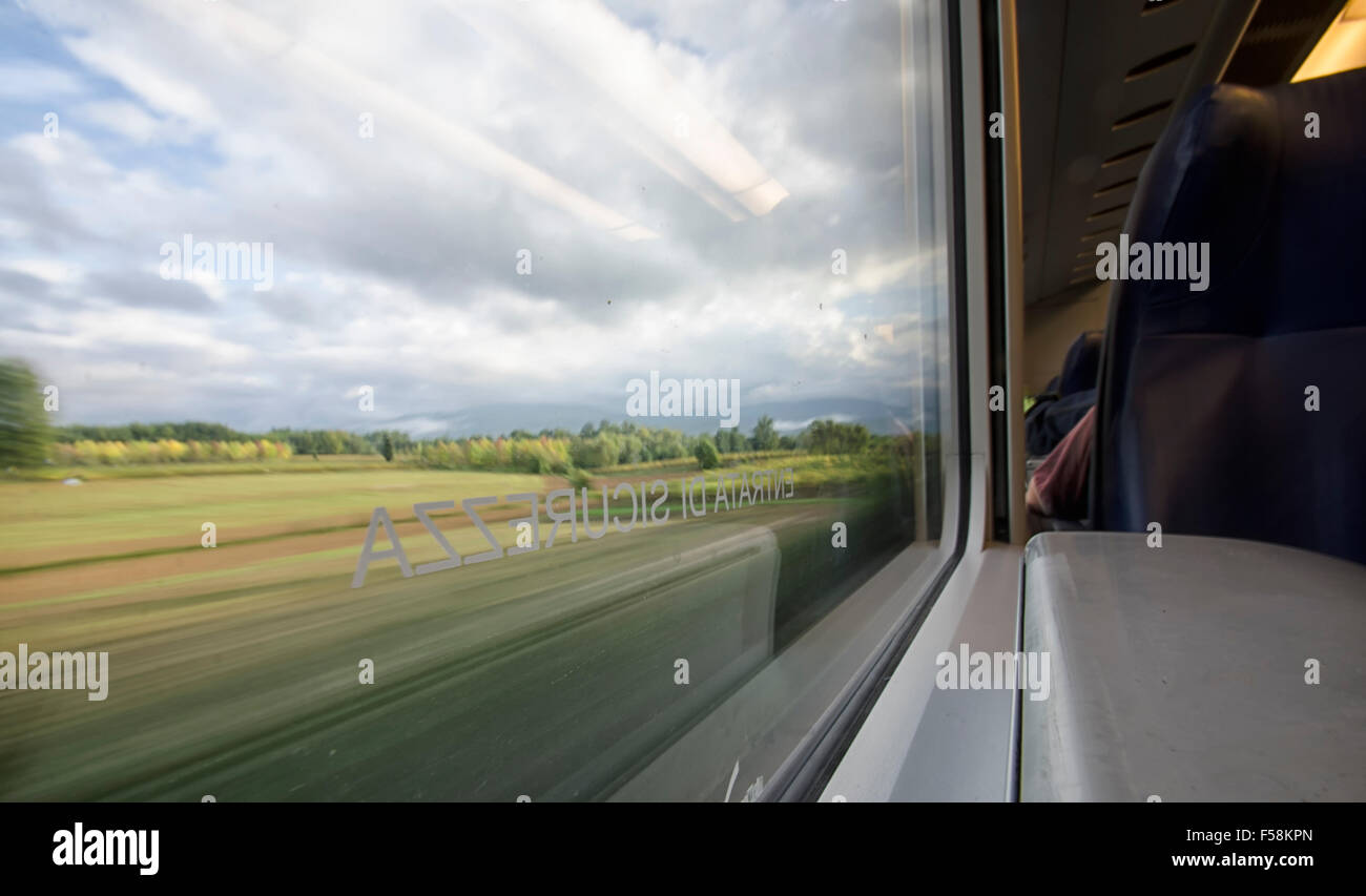 Beautiful landscape seen through the window of the train Stock Photo ...