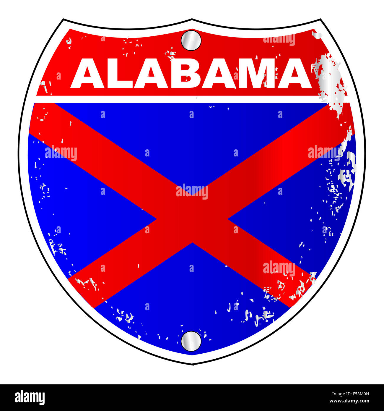 Alabama interstate sign with flag cross over a white background Stock ...