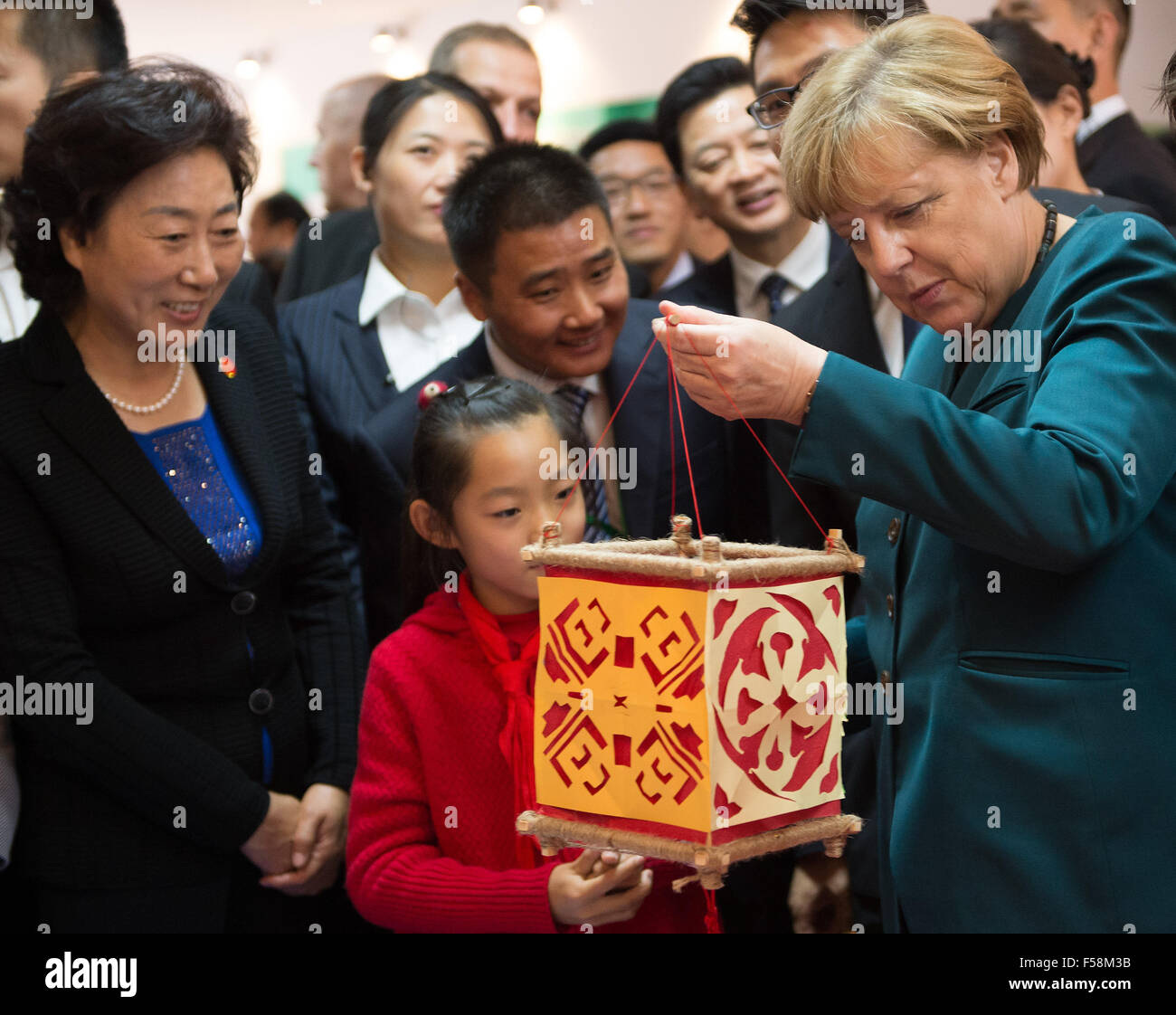German chancellor angela merkel r looks in hi-res stock photography and ...