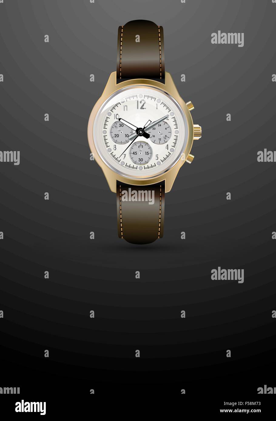 Stylish detailed watch on a dark background.Vector Stock Vector Image ...