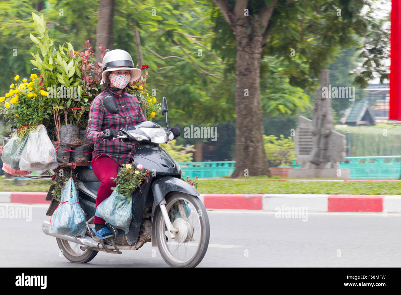 Lady riding scooter hi-res stock photography and images - Alamy