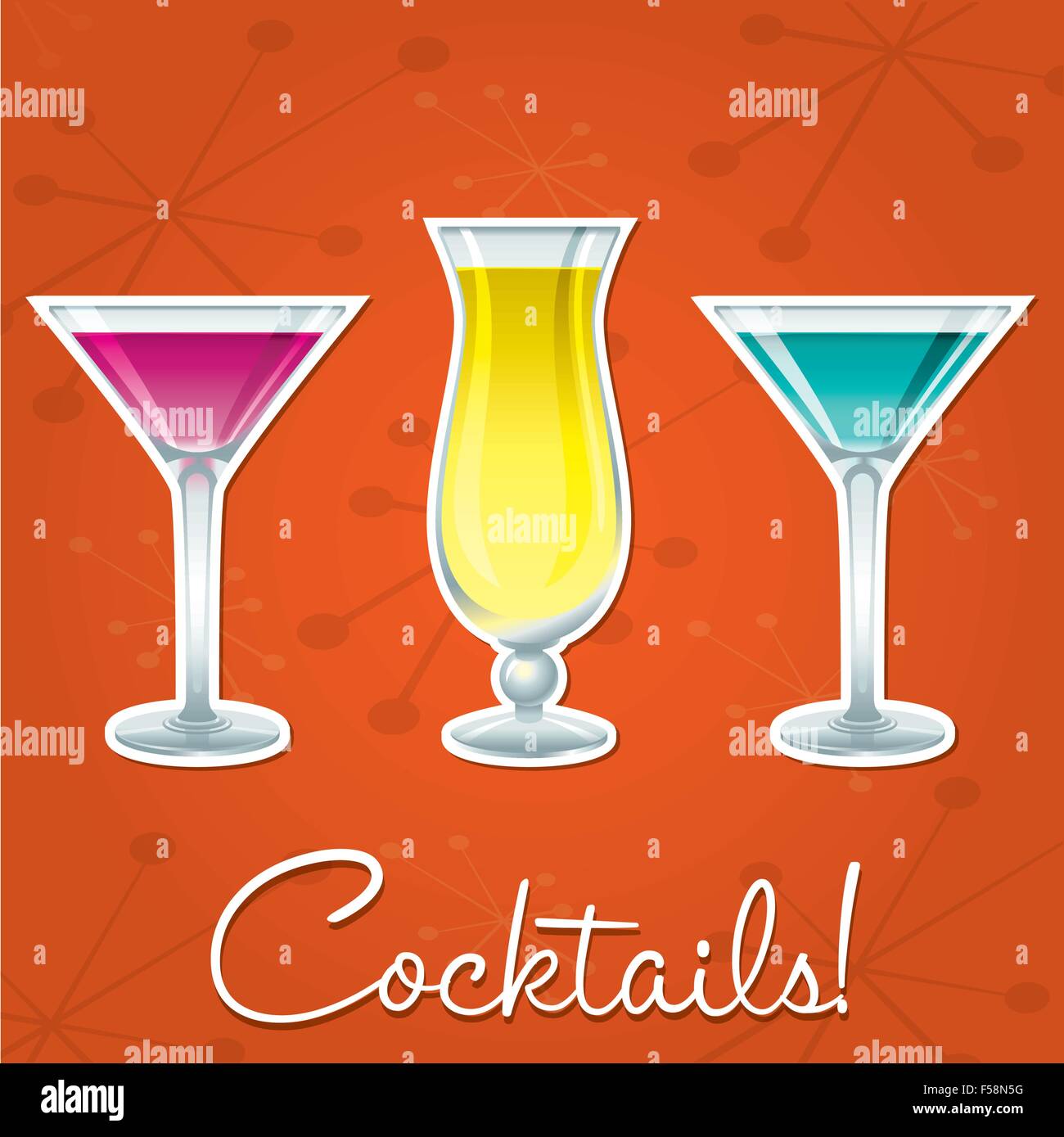 Bright retro cocktail card in vector format Stock Vector Image & Art ...