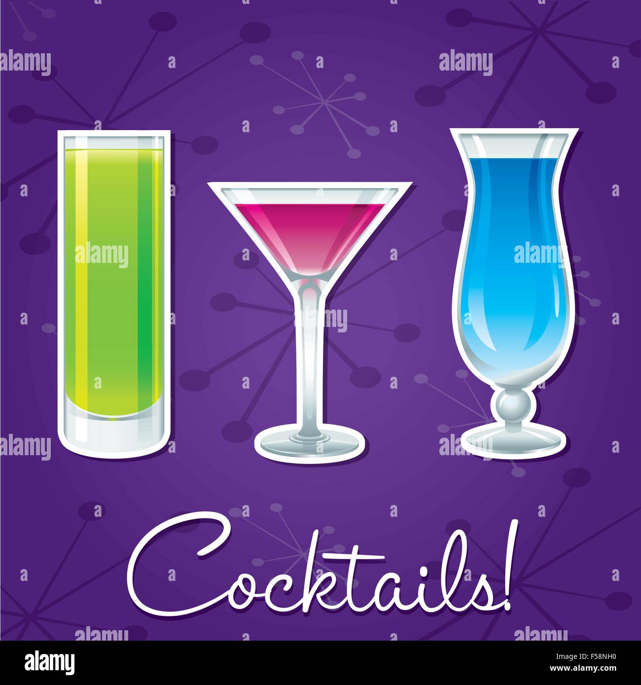 Bright retro cocktail card in vector format Stock Vector Image & Art ...