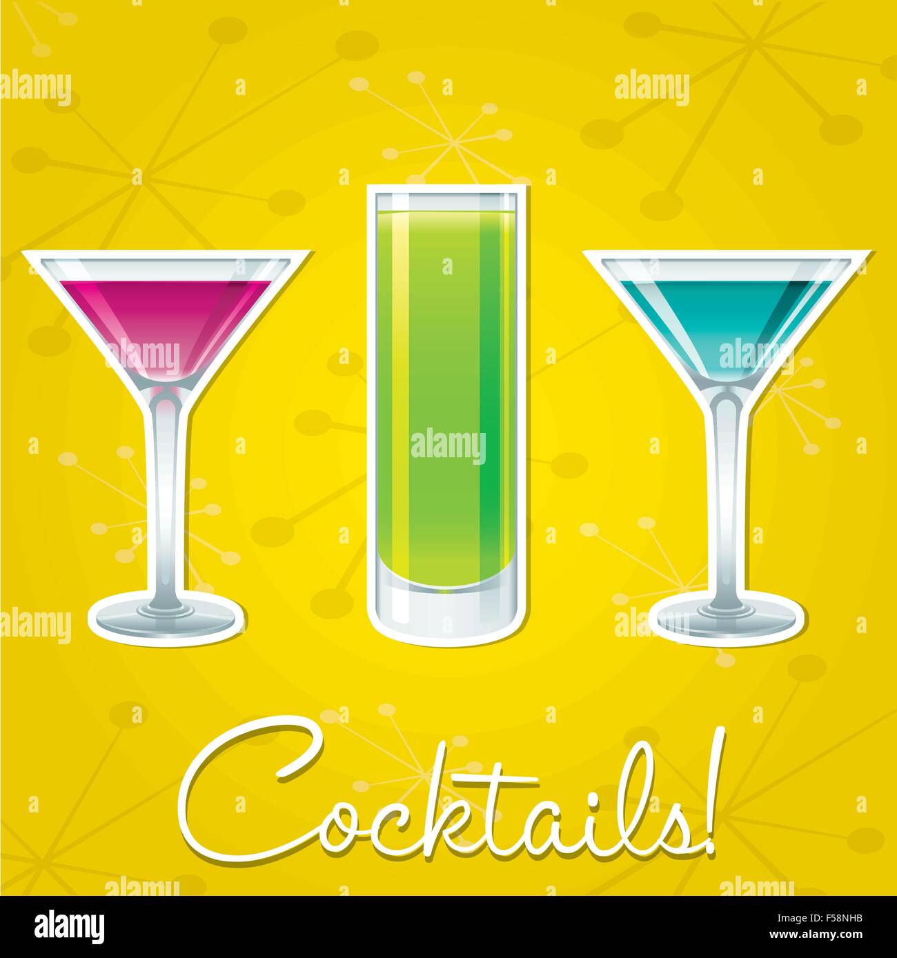 Bright retro cocktail card in vector format Stock Vector Image & Art ...
