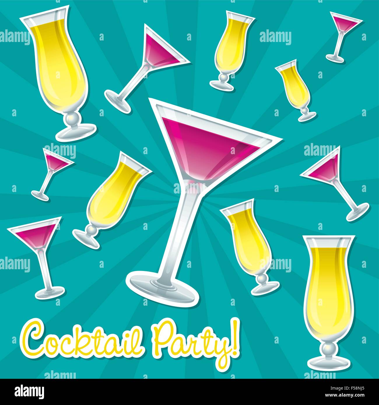Bright retro cocktail sticker card in vector format Stock Vector Image ...