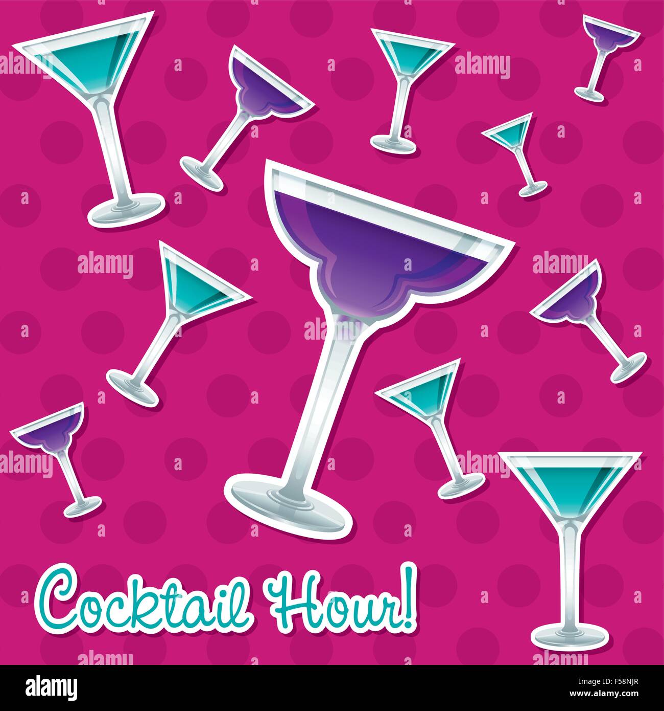 Bright retro cocktail sticker card in vector format Stock Vector Image ...
