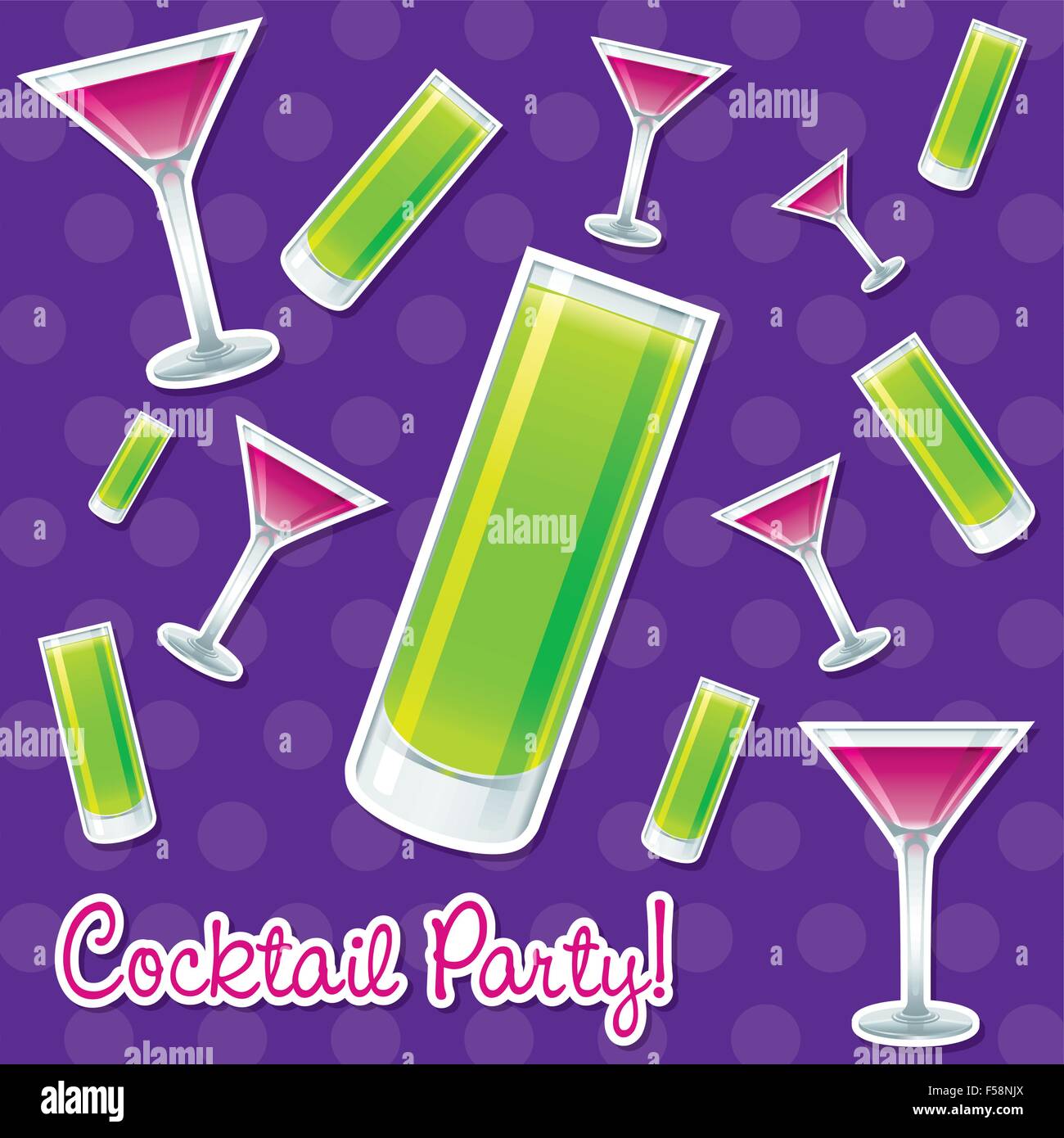 Bright retro cocktail sticker card in vector format Stock Vector Image ...