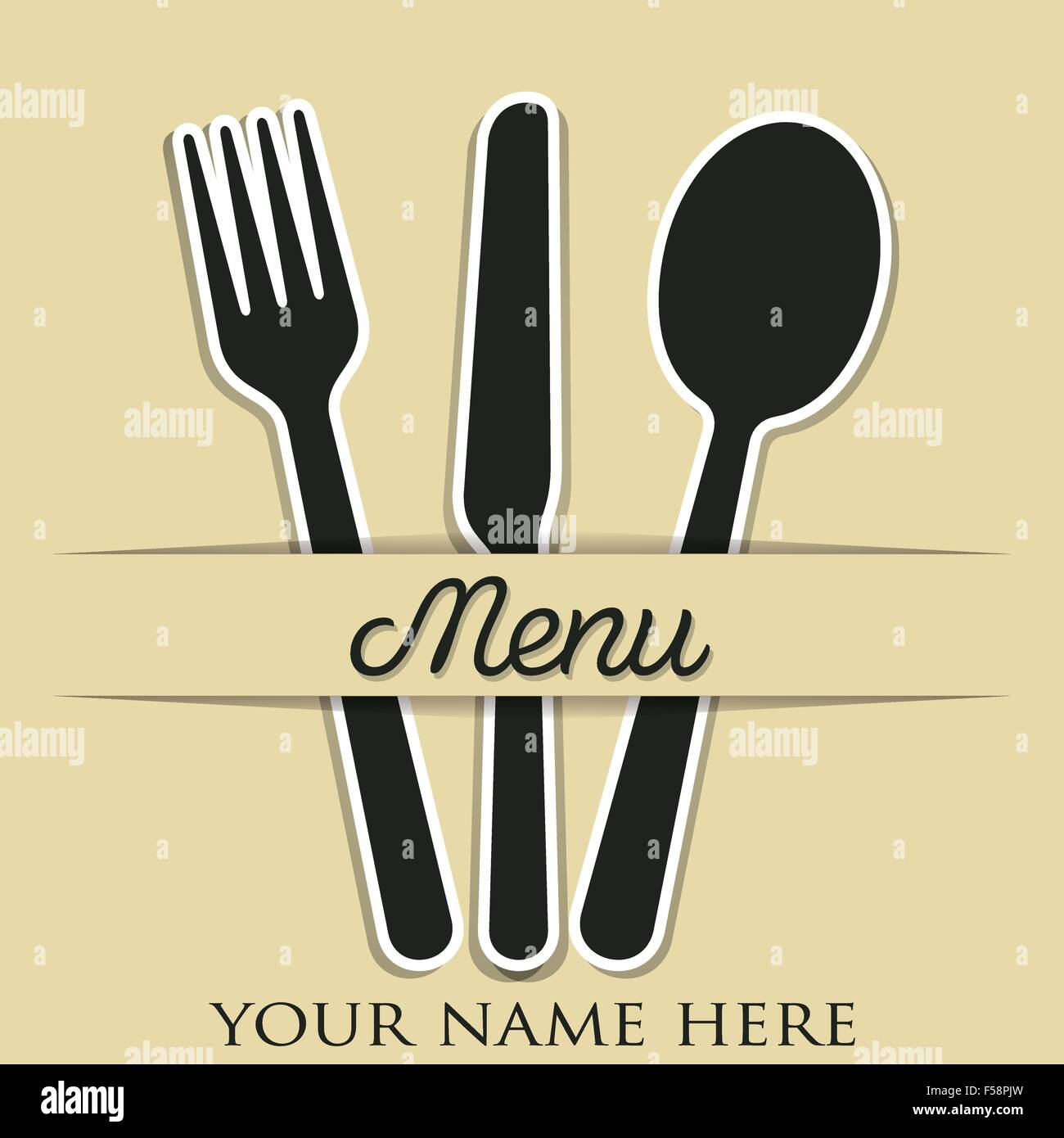 Cutlery theme paper cut out menu in vector format Stock Vector Image ...