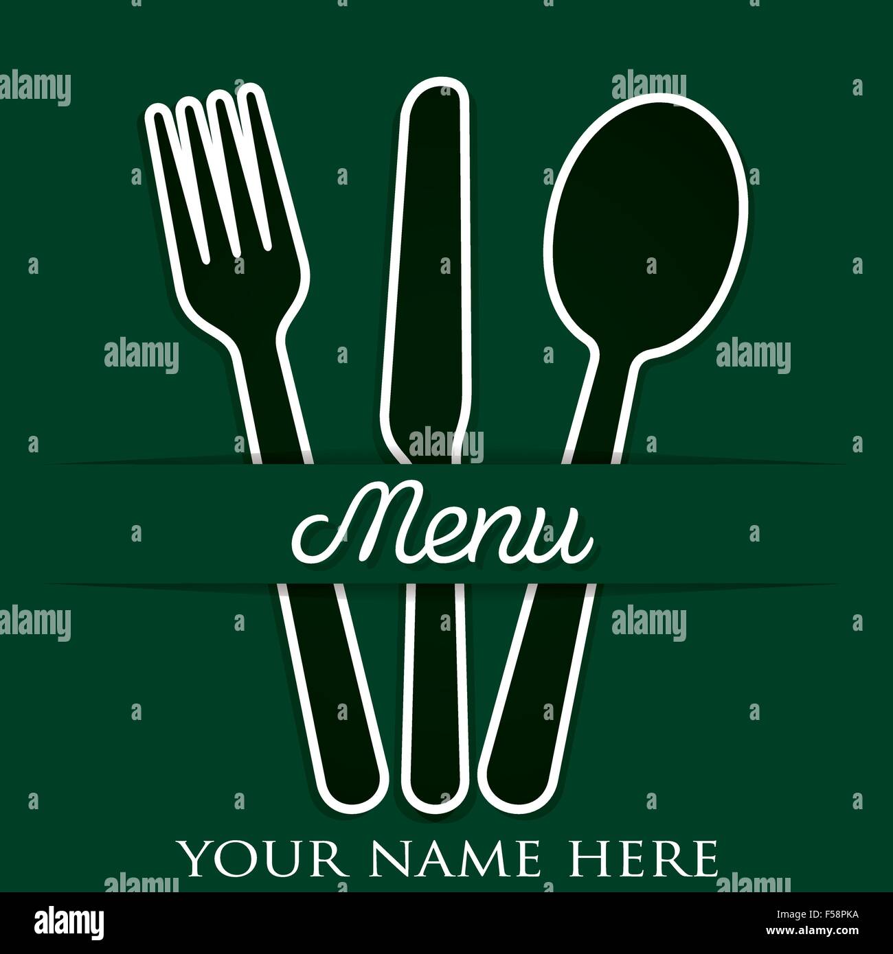 Cutlery theme paper cut out menu in vector format Stock Vector Image ...