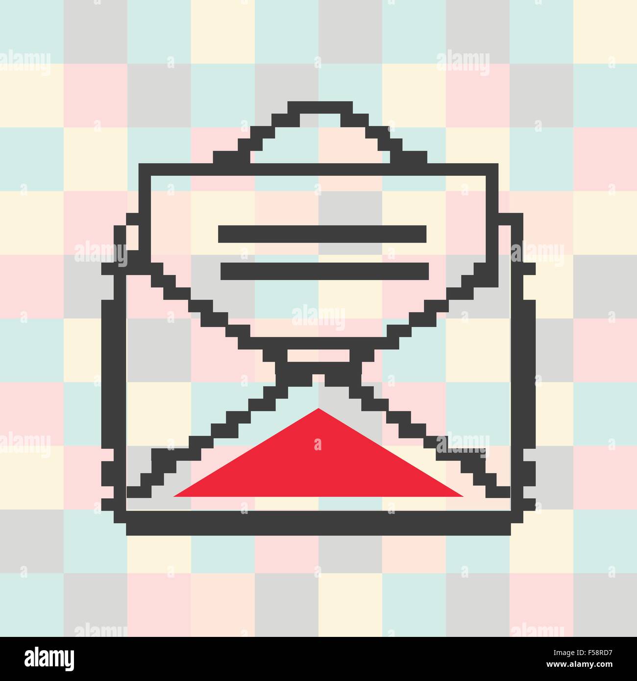 Vector pixel icon letter and envelope on a square background Stock ...