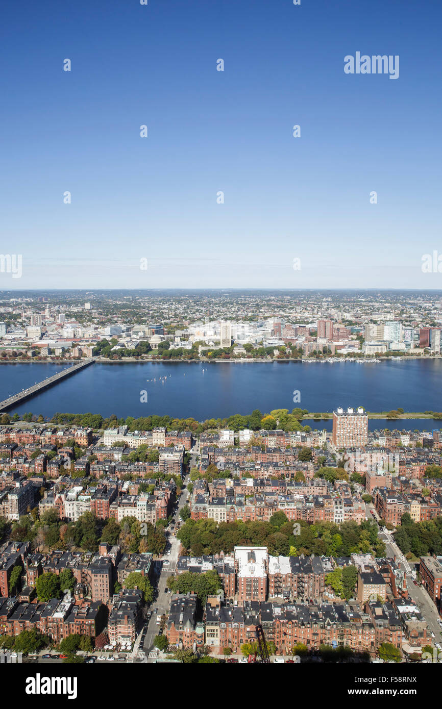 Aerial view of Back Bay area of Boston with the Massachusetts Institute ...