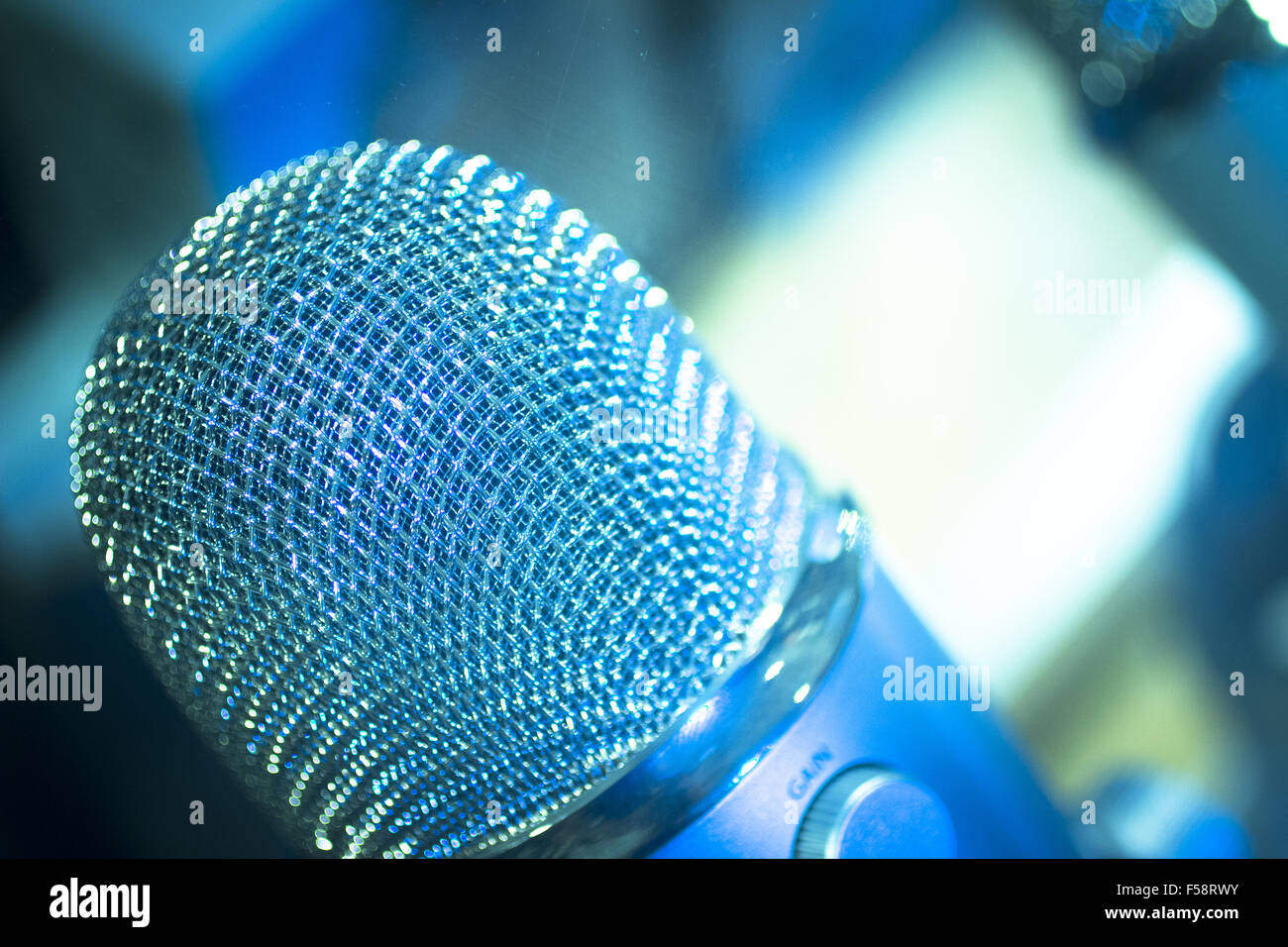 Professional studio voice recording concert singing microphone showing ...