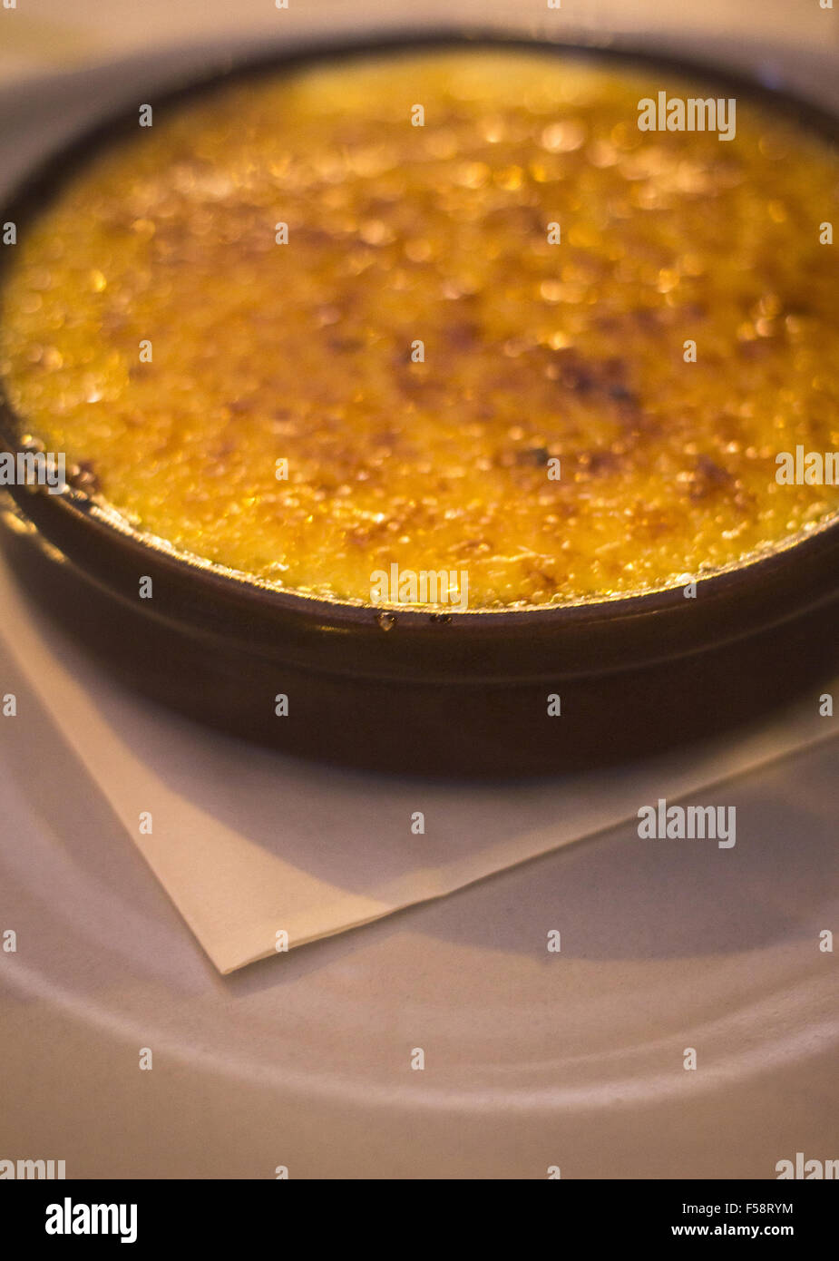 Creme brulee catalane crema Catalana dessert in restaurant in Rome ...