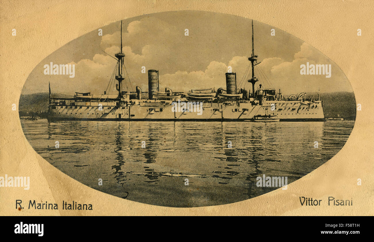 The armored Italian cruiser ship Vittor Pisani Stock Photo - Alamy