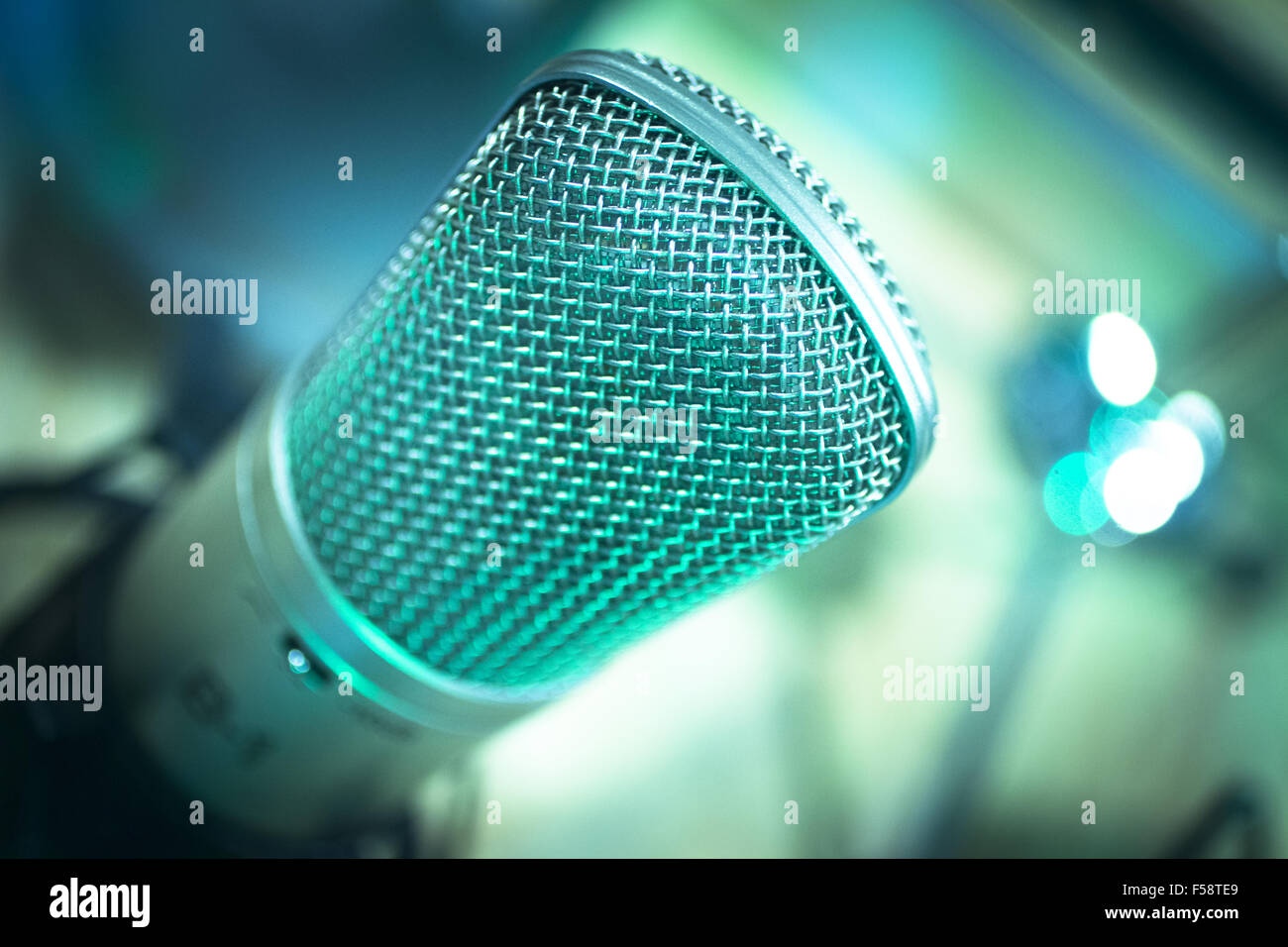 Professional studio voice recording concert singing microphone showing ...