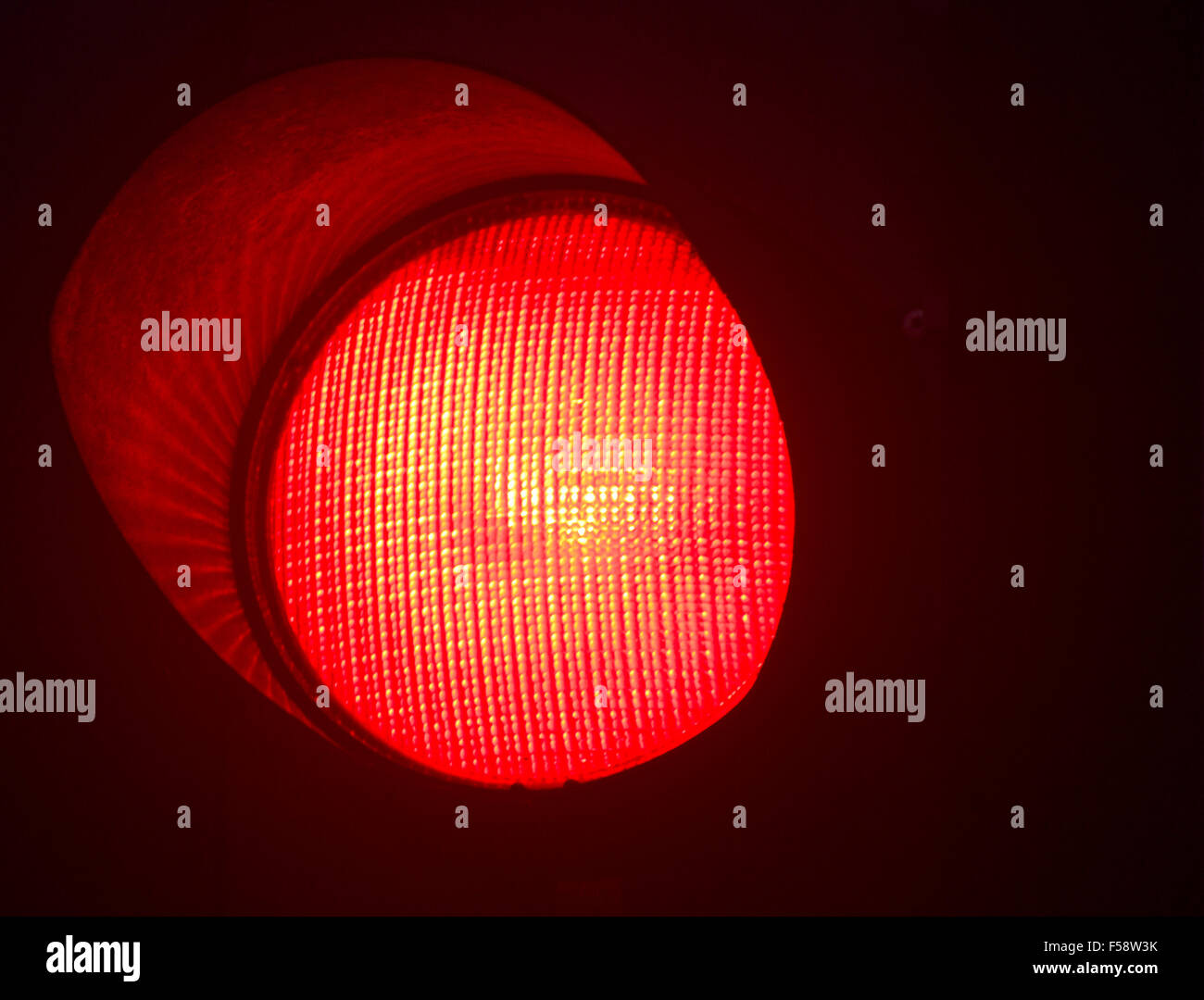 Traffic red stop light photo at night on black background Stock Photo ...