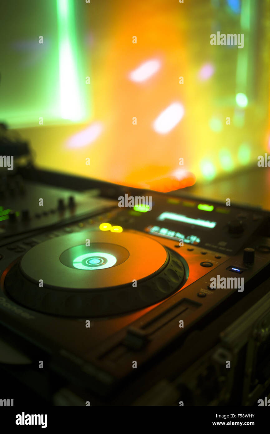 DJ console cd mp4 deejay mixing desk Ibiza house music party in ...