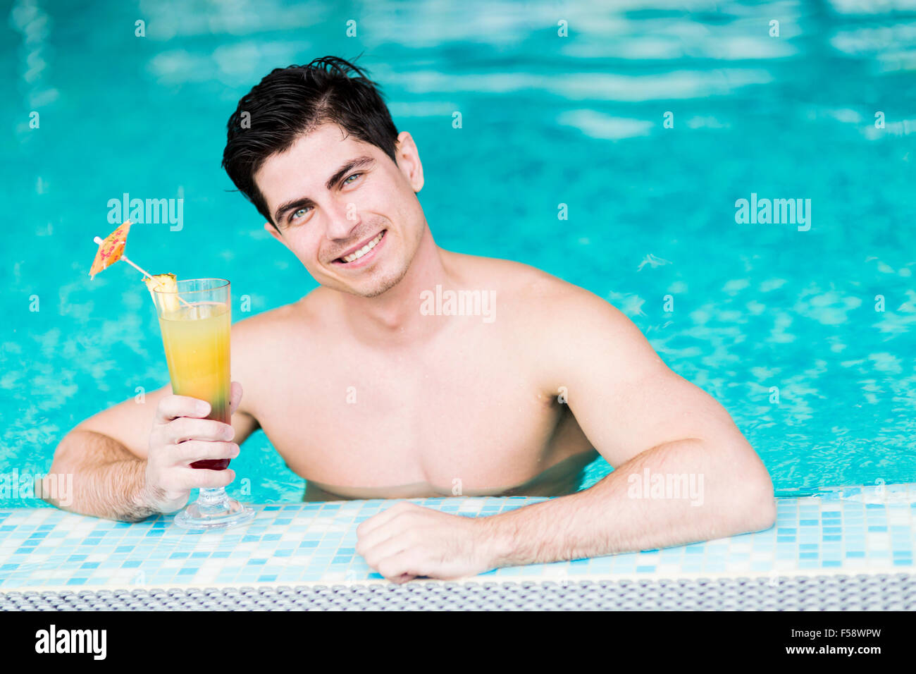 Man pool handsome hi-res stock photography and images - Alamy