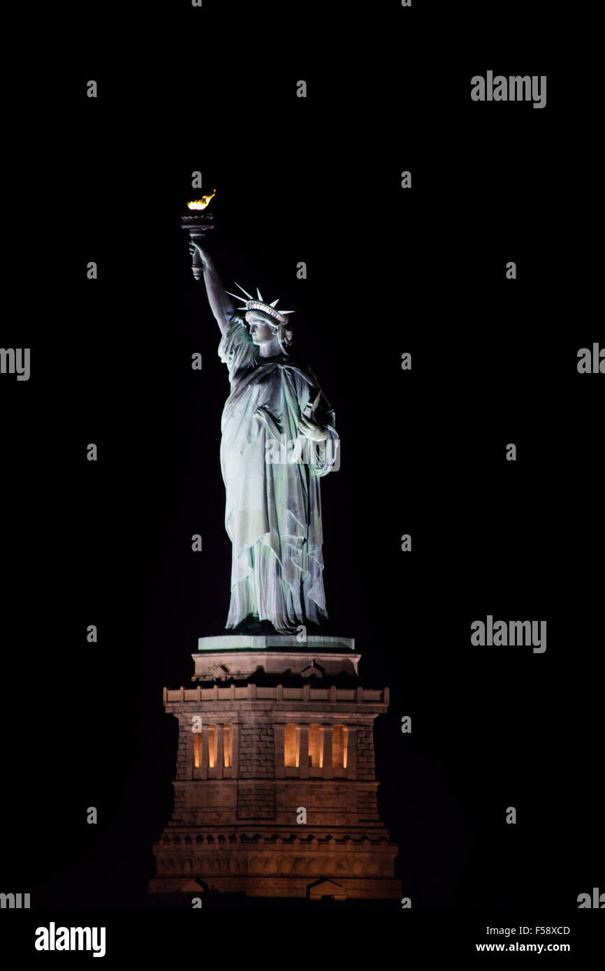 Statue of Liberty at night, New York City, united states of America ...