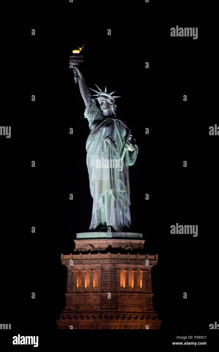 Statue of Liberty at night, New York City, united states of America ...