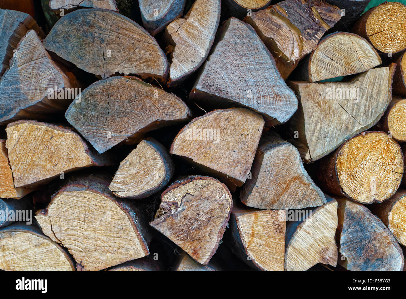 Wall of chopped fire wood prepared for winter Stock Photo - Alamy