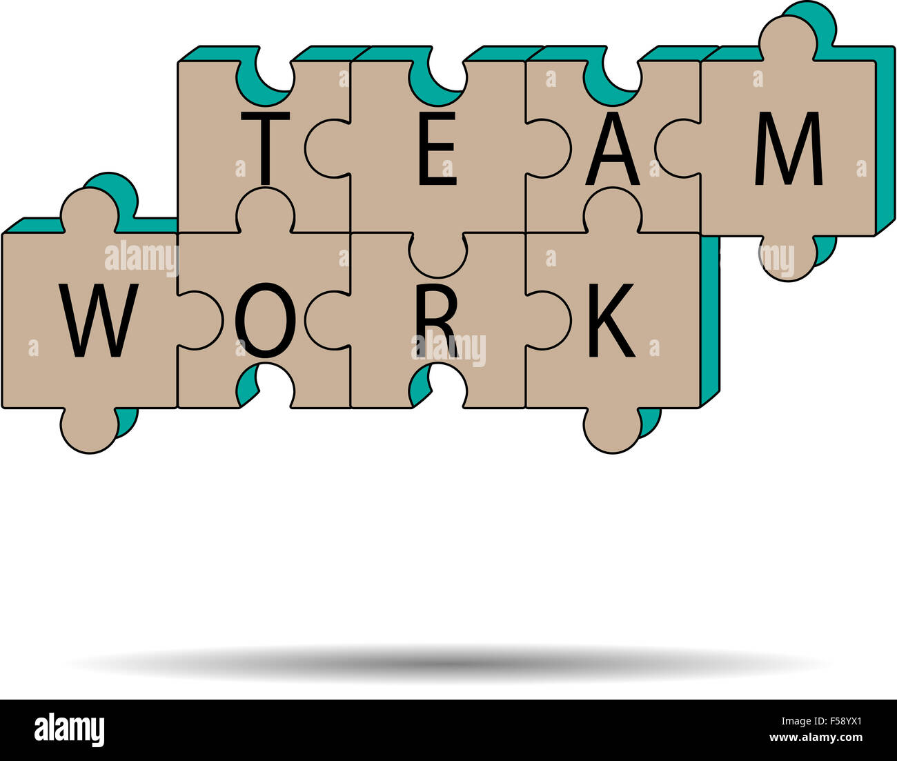 Team work concept puzzle. Business teamwork, success group partnership ...