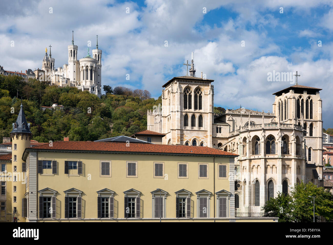 Cathedrale above the church in Lyon city, France Stock Photo - Alamy