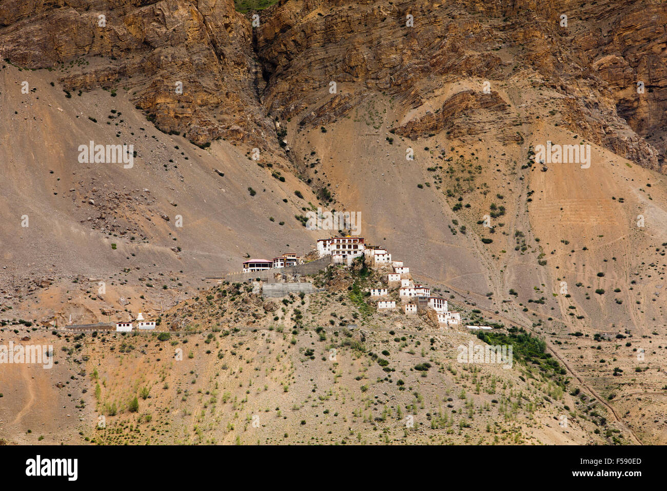 India, Himachal Pradesh, Spiti Valley, Key Gompa, hilltop monastery ...