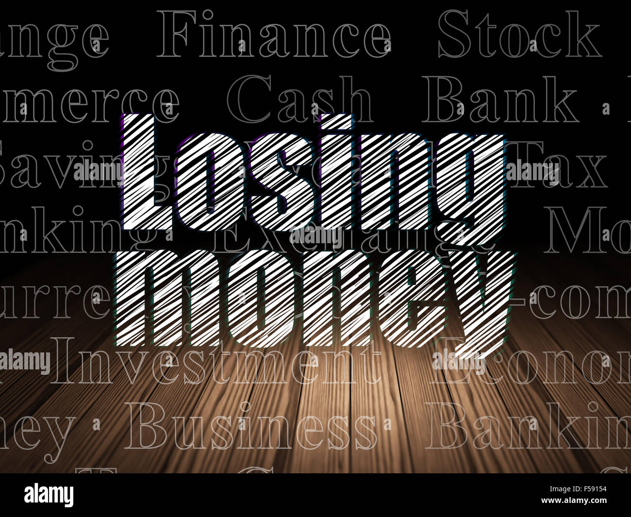Banking concept: Losing Money in grunge dark room Stock Photo - Alamy