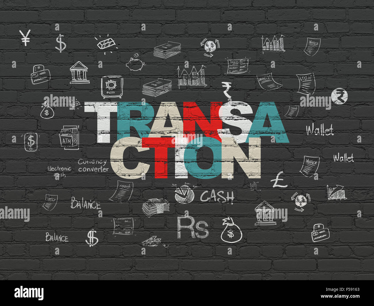 Money concept: Transaction on wall background Stock Photo - Alamy