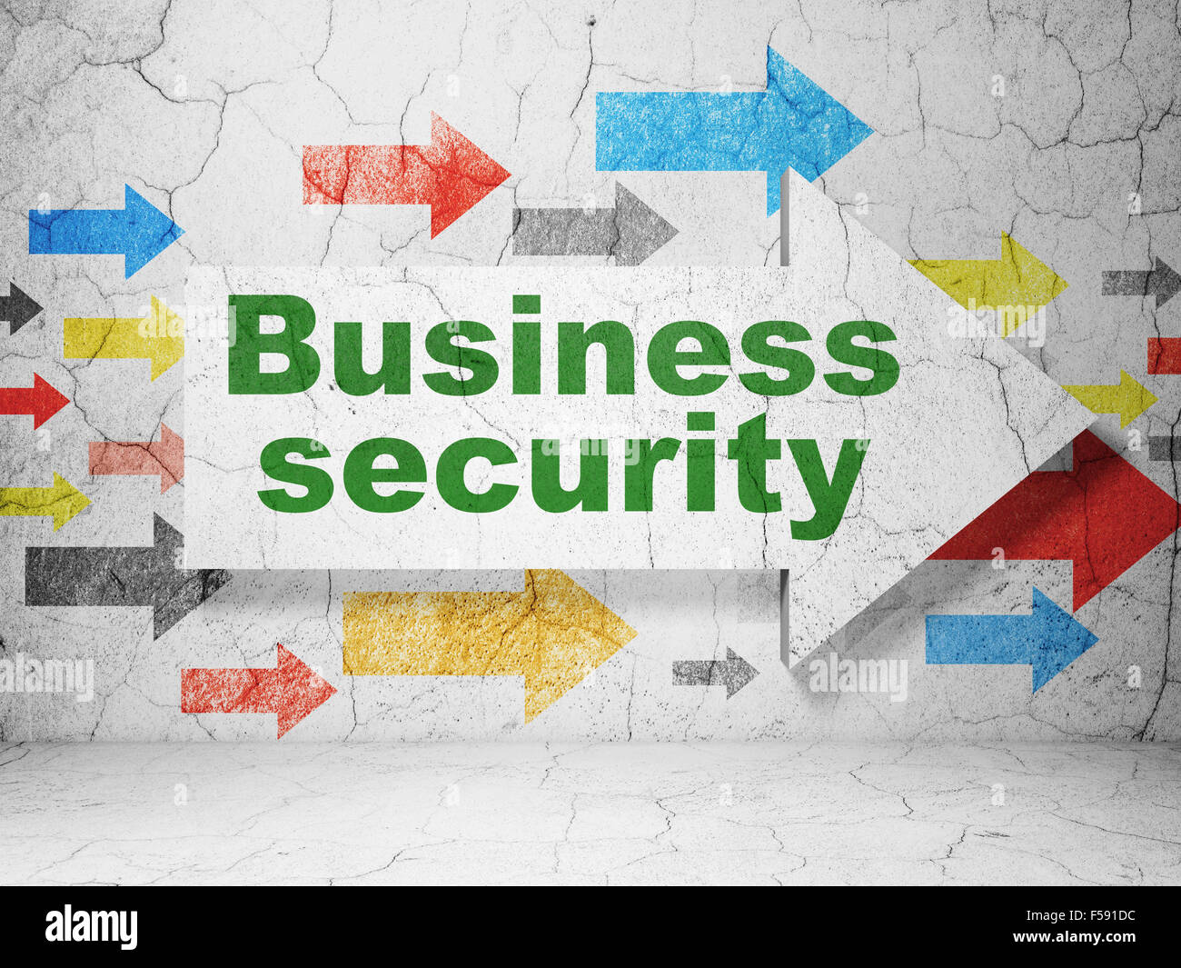 Security concept: arrow with Business Security on grunge wall ...