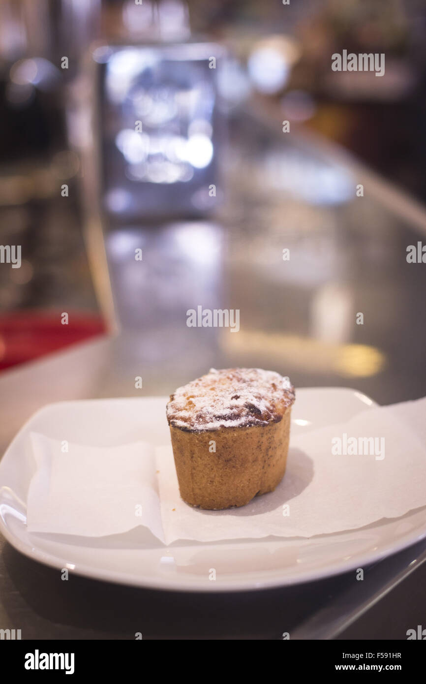 Italian Budino traditional cake pastry dessert in restaurant cafe bar ...
