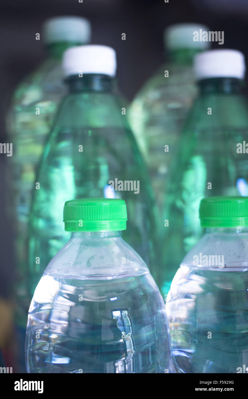 Plastic water bottles in window light closeup color photo Stock Photo ...
