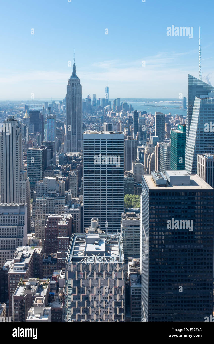 View over Manhattan from the observation deck of the Rockefeller Center ...
