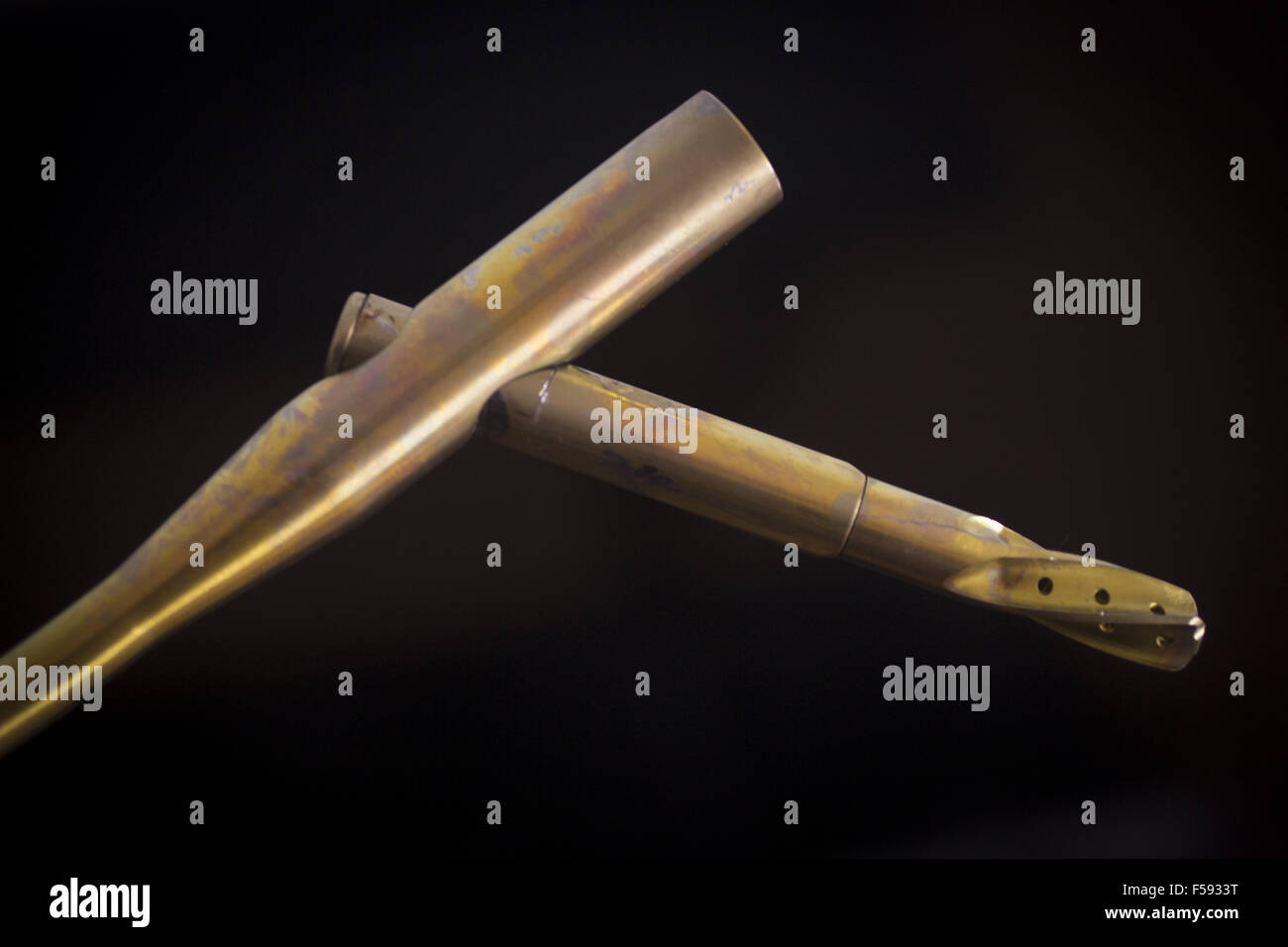 Traumatology orthopedic surgery titanium implant against plain black ...