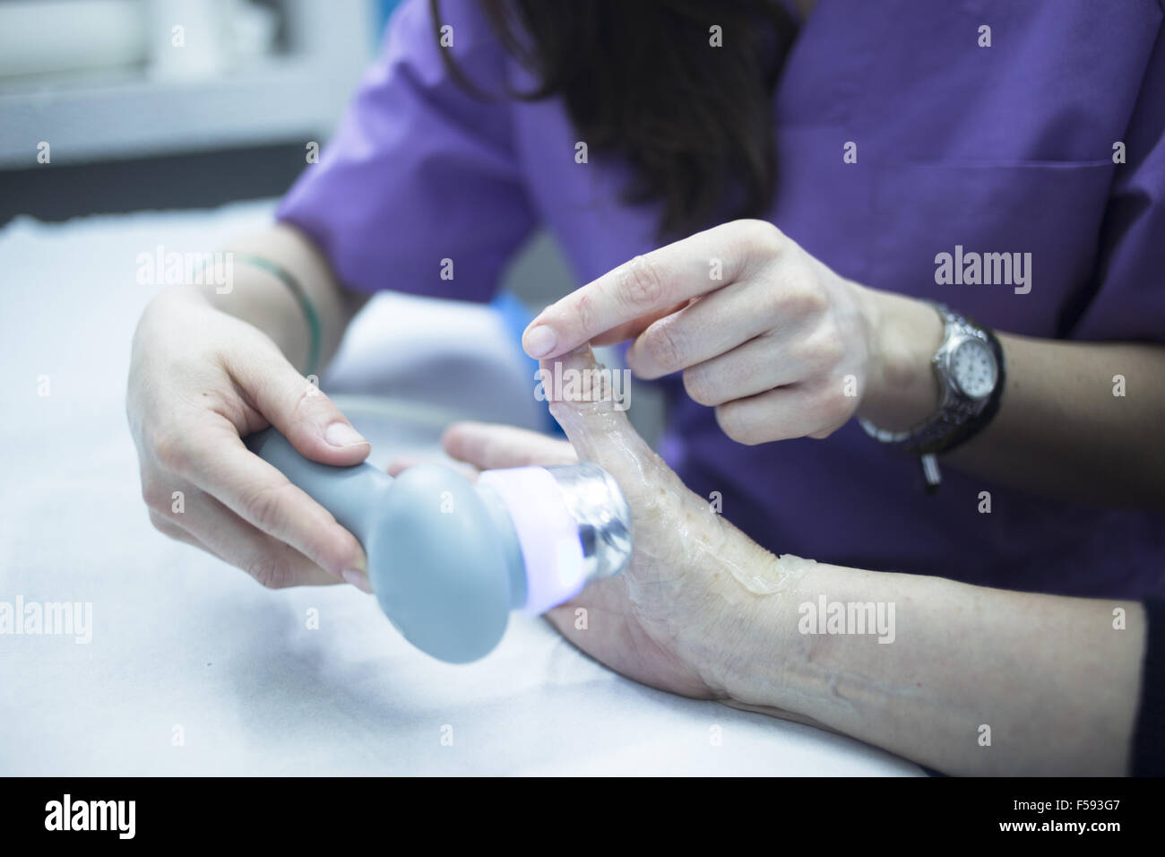 Electro stimulation used to treat pain, muscles injuries, strains and ...