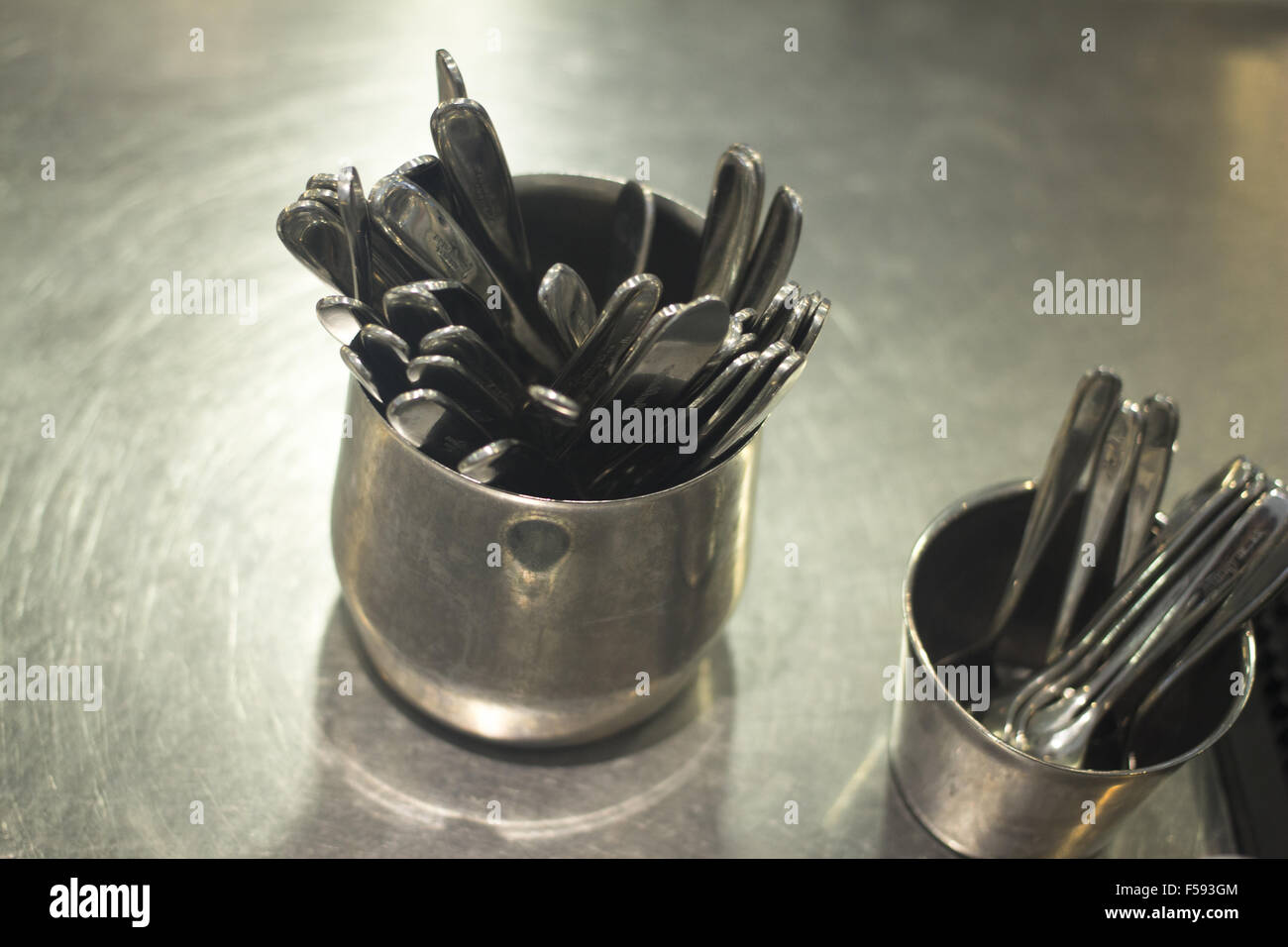Italian coffee expresso spoons in restaurant cafe bar in Rome Italy ...