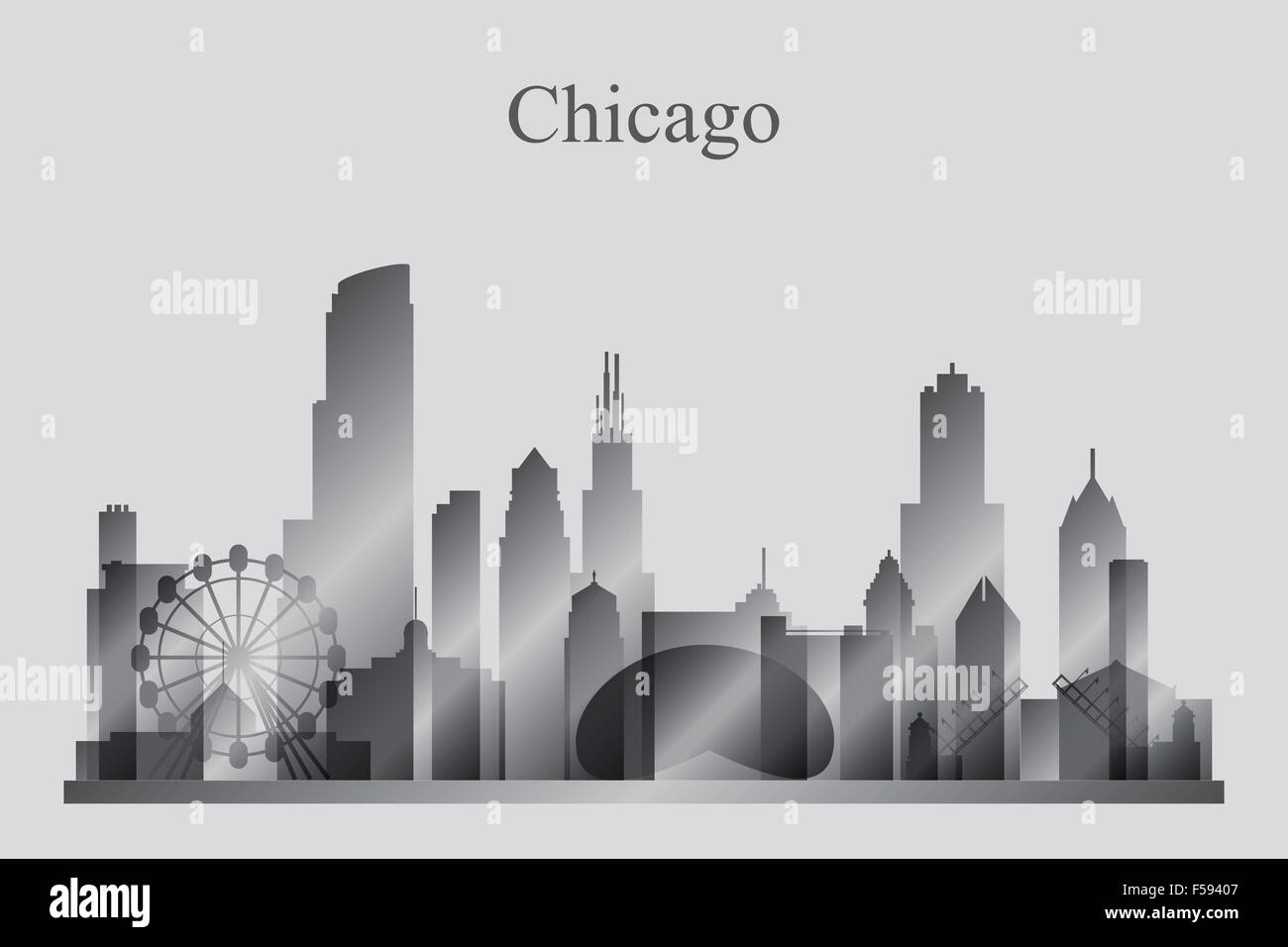 Chicago city skyline silhouette hi-res stock photography and images - Alamy