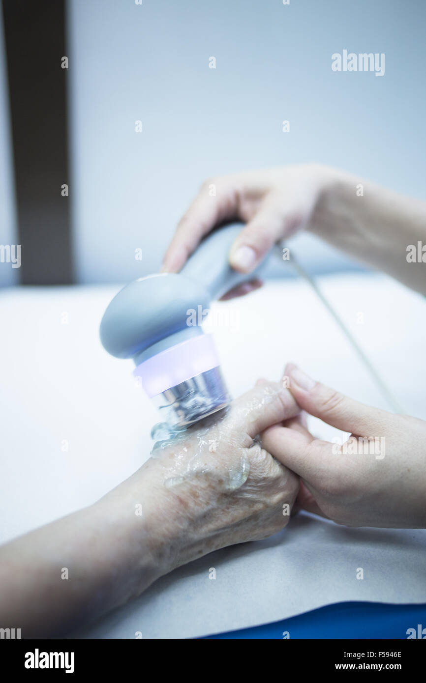 Electro stimulation used to treat pain, muscles injuries, strains and ...