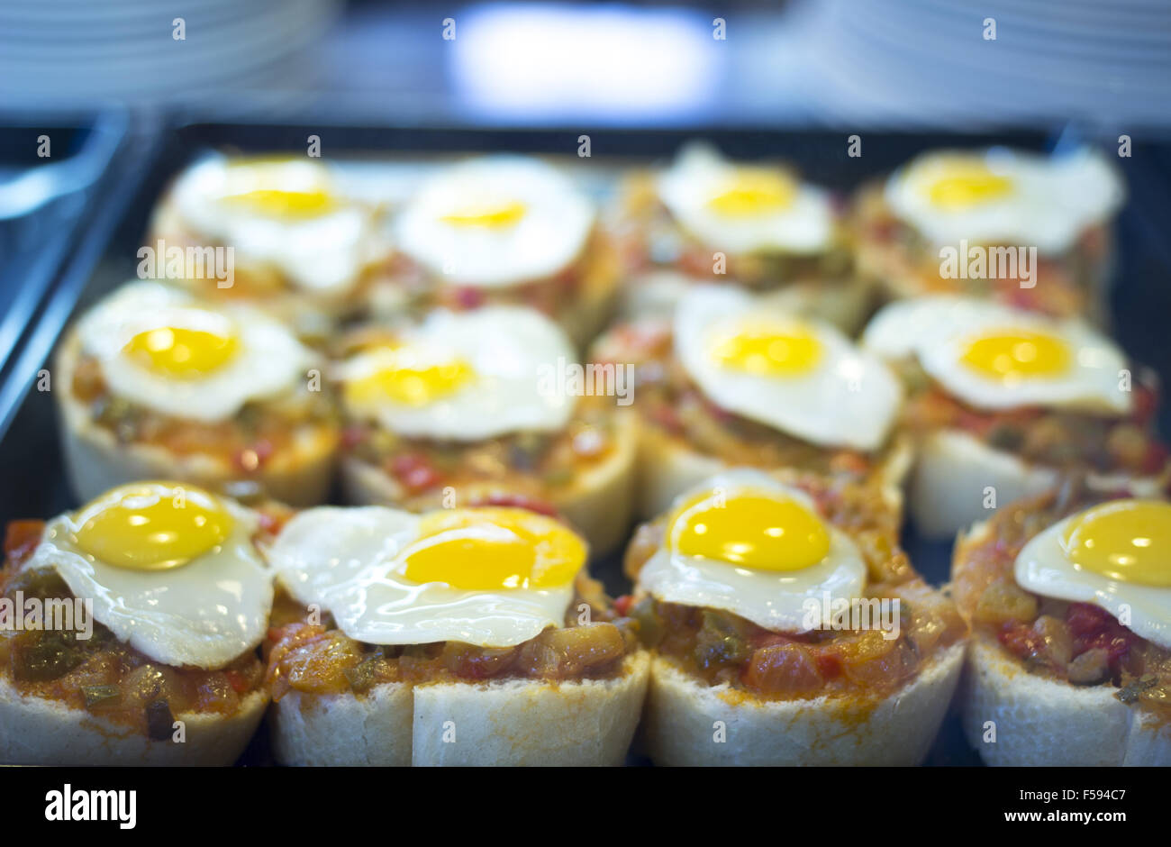 Spanish cuisine tapas dishes in restaurant cafe pinchos of typical ...