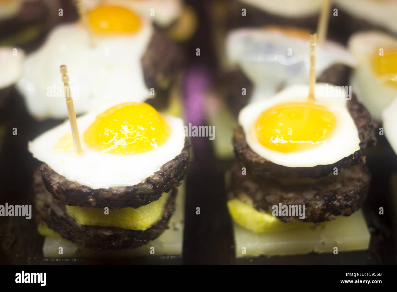 Spanish cuisine tapas dishes in restaurant cafe pinchos of typical ...