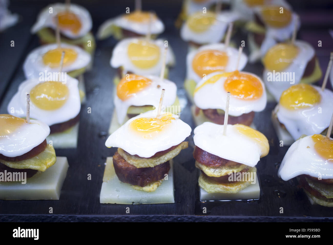 Spanish cuisine tapas dishes in restaurant cafe pinchos of typical ...