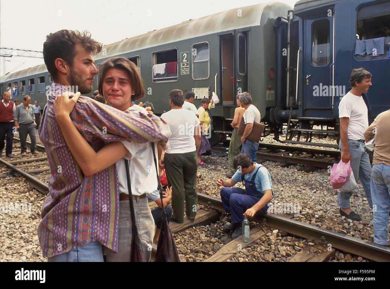 War In The Ex Yugoslavia Train Of Bosnian Refugees Escaping From