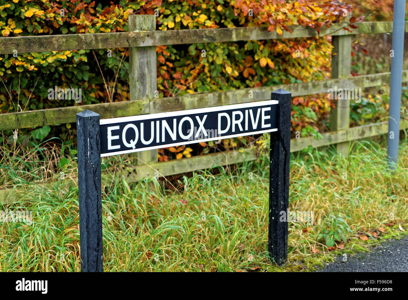Equinox road sign on industrial estate Stock Photo - Alamy