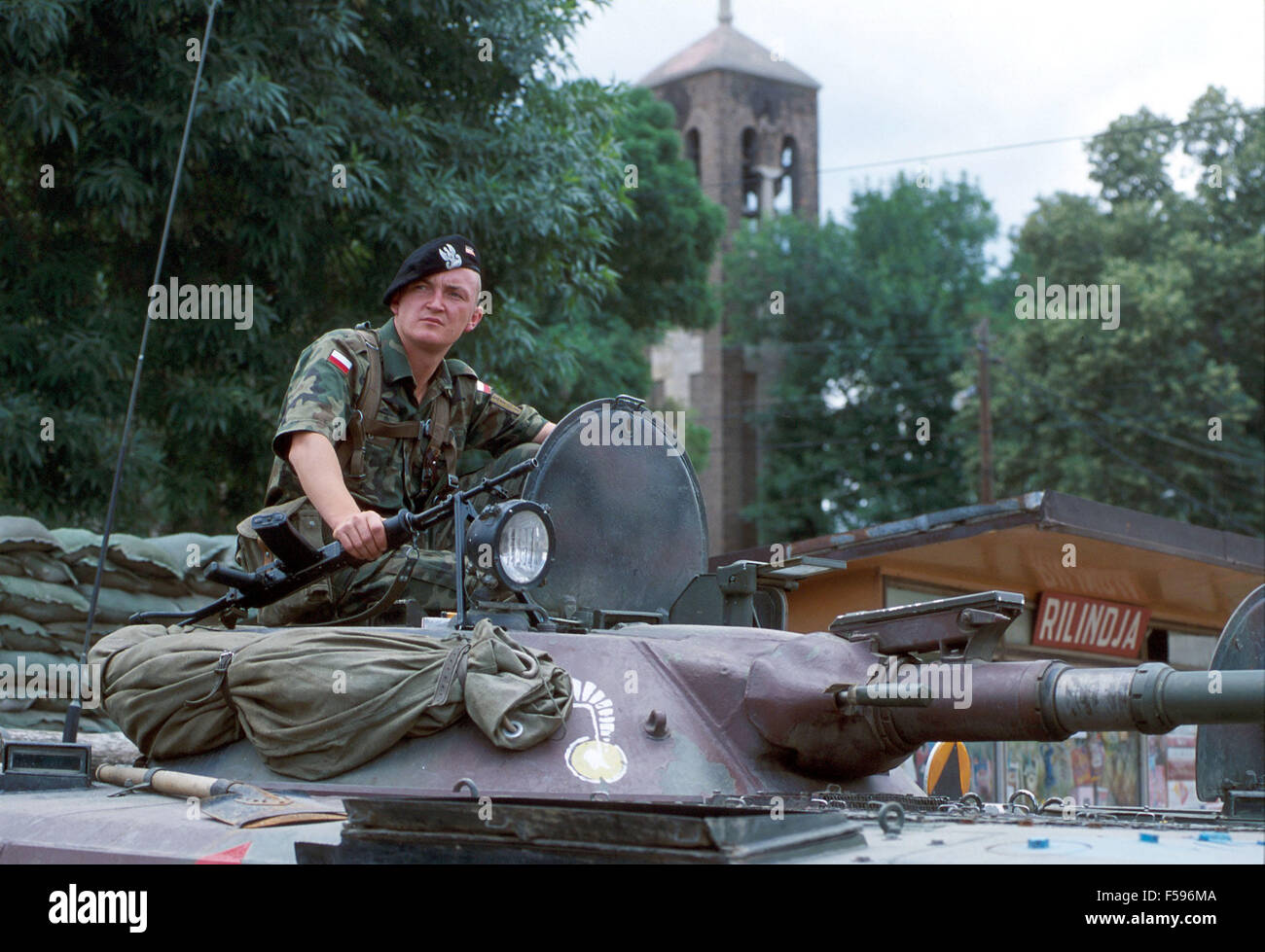 NATO intervention in Kosovo, July 2000, checkpoint of the Polish army ...